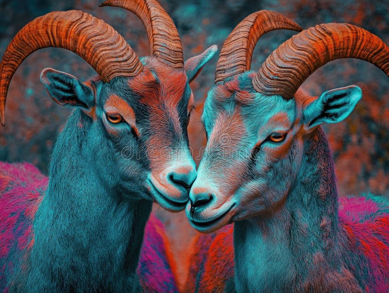 Goats Standing Together stock image. Image of generated - 379420005