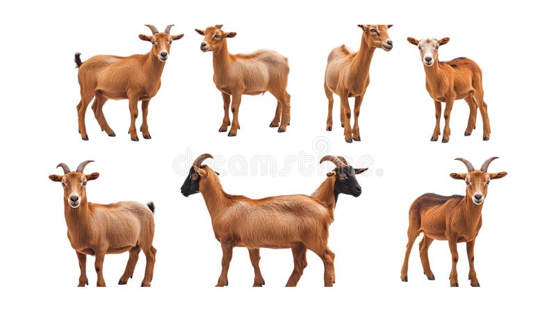 Goats of Various Colors and Breeds on Transparent Background Stock ...
