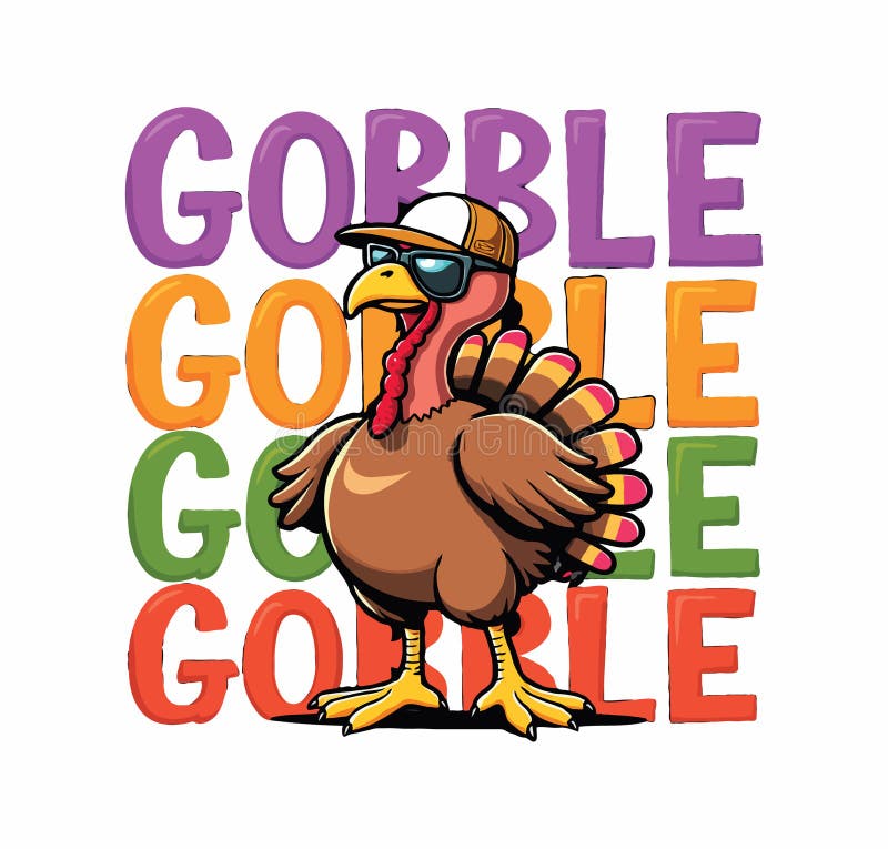 Gobble T-shirt Design Vector, Wild Turkey Funny T-shirt Design Stock ...