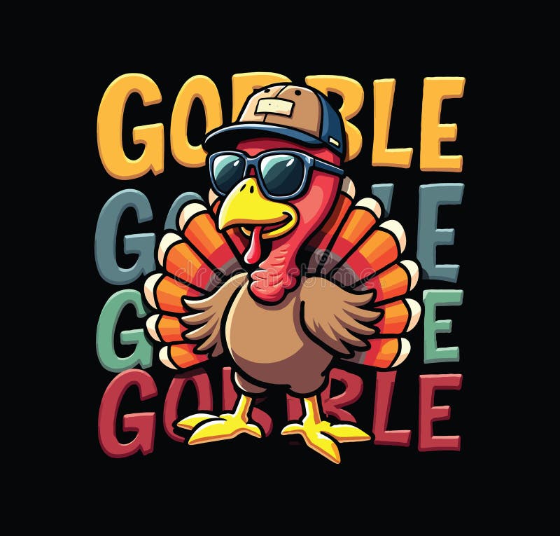 Gobble T-shirt Design Vector, Wild Turkey Funny T-shirt Stock Vector ...