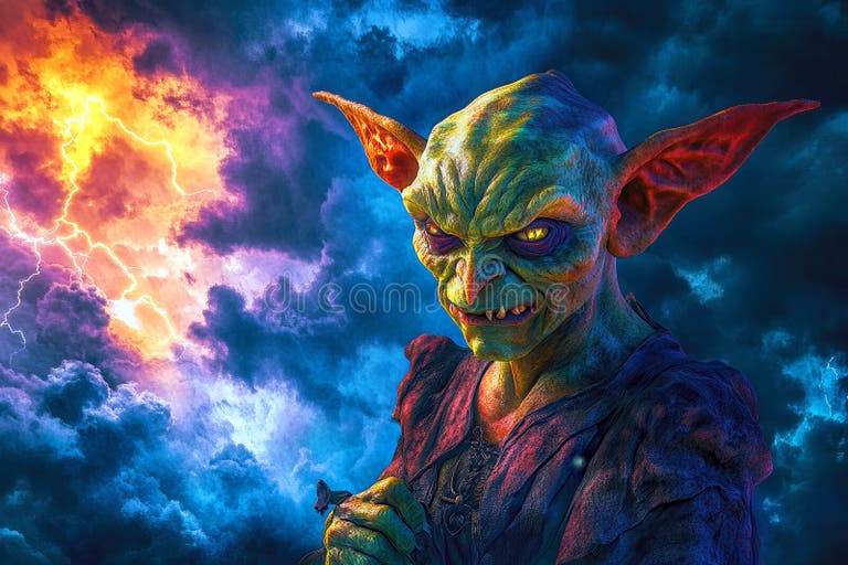 Goblin in Front of a Stormy Sky, AI Generated Stock Illustration ...