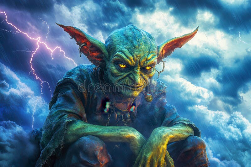 Goblin in Front of a Stormy Sky, AI Generated Stock Illustration ...