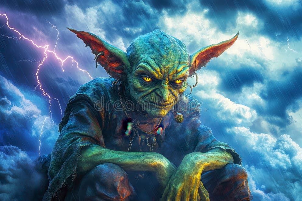 Goblin in Front of a Stormy Sky, AI Generated Stock Illustration ...