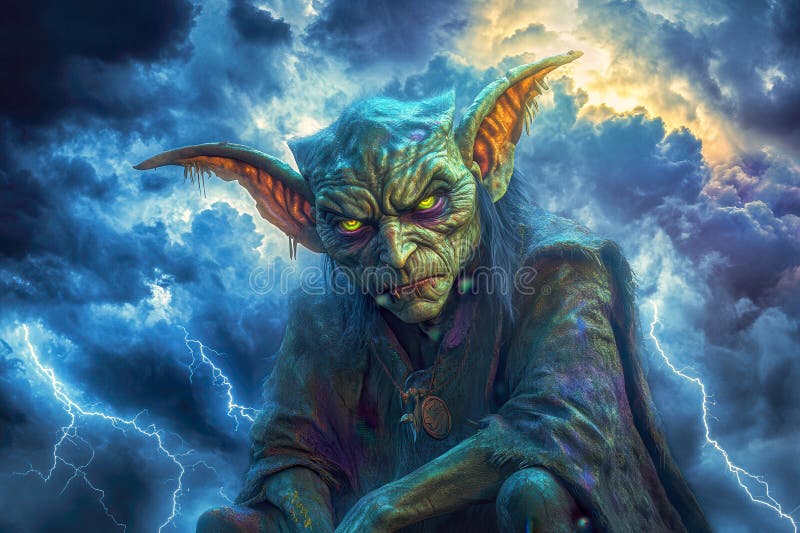 Goblin in Front of a Stormy Sky, AI Generated Stock Illustration ...