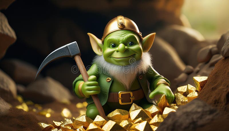 Goblin is Mining Gold in a Mine Stock Illustration - Illustration of ...