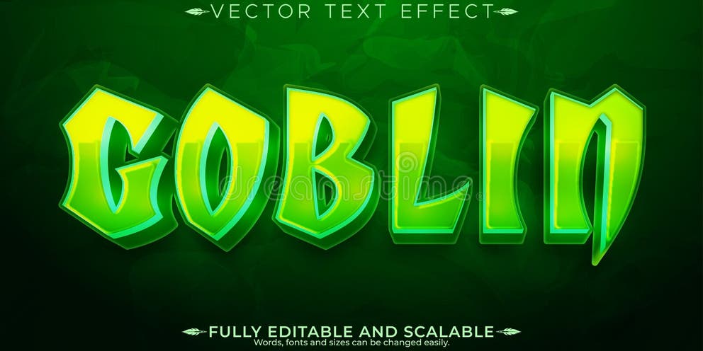 Goblin Text Effect, Editable Elf and Orc Text Style Stock Vector ...