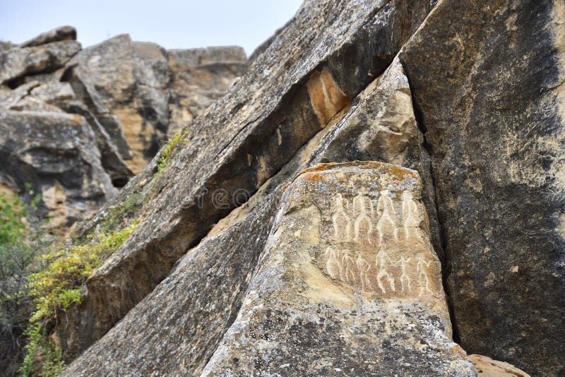 Petroglyphs in the Gobustan National Park, Azerbaijan Stock Photo ...