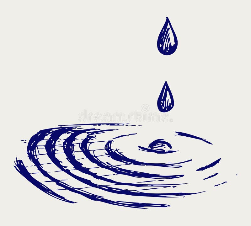Gocce Dell'acqua. Stile Di Doodle Illustrazione Vettoriale ...