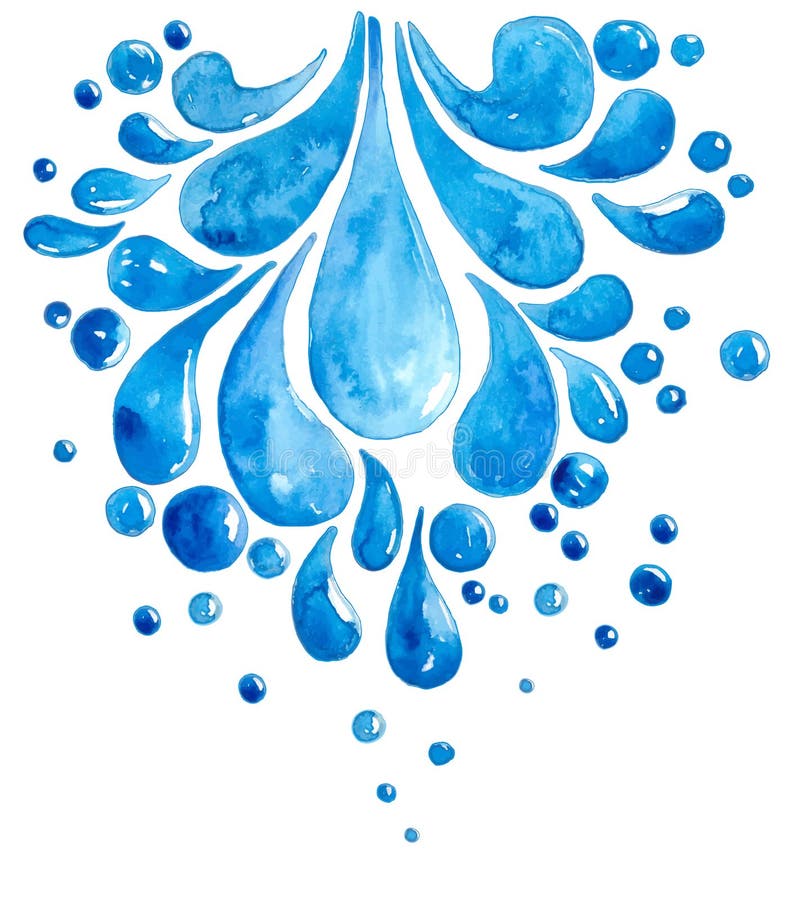 Gocce Dell'acquerello Di Acqua Illustrazione Vettoriale - Illustrazione ...