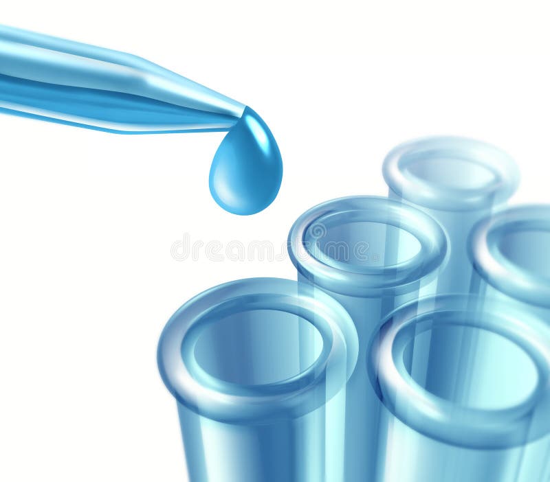 Gocciolina Con Le Provette Blu Di Ricerca E Di Goccia Illustrazione di ...