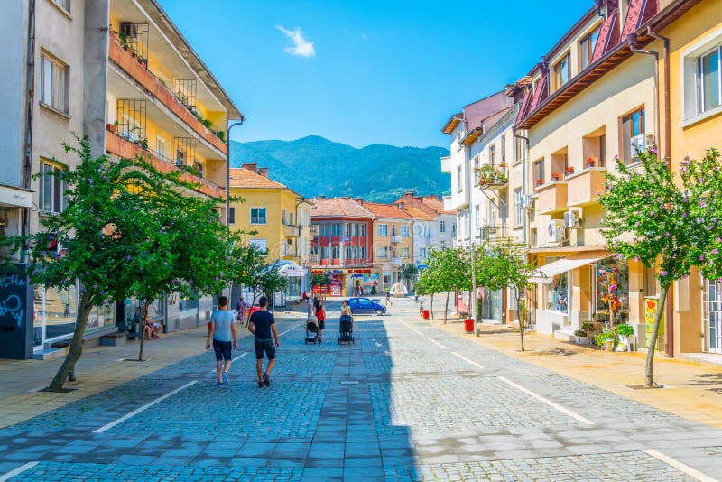 GOCE DELCHEV, BULGARIA, JULY 12, 2017: View of a Street in Goce Delchev ...