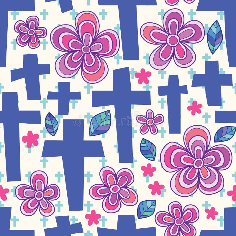 God Cross Flower Seamless Pattern Stock Vector - Illustration of prints ...