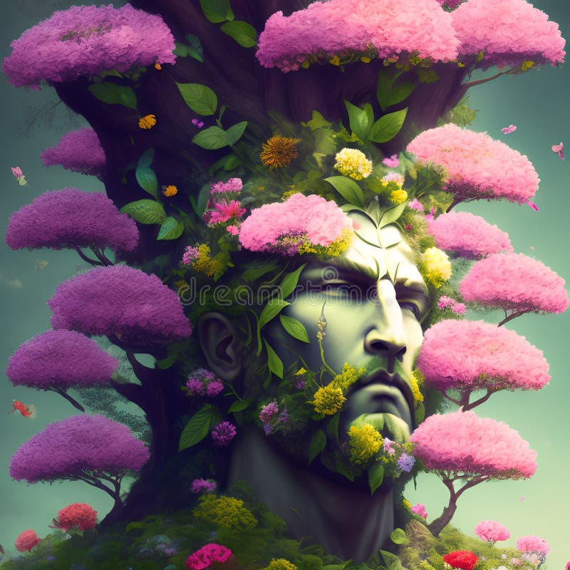 God of Flowers and Trees, Generative AI Illustration Stock Illustration ...