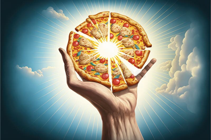 God Hands Eating a Pizza Generative Ai Stock Illustration ...