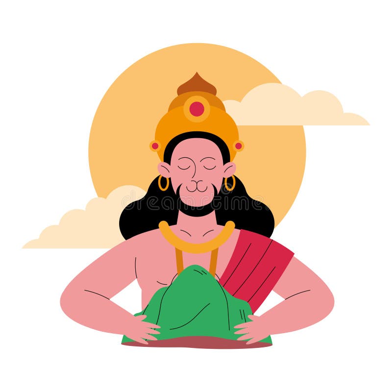 God Hanuman Holding Mountain in His Hand Stock Vector - Illustration of ...