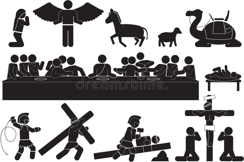 Christian Religion Tradition Church Stick Figure P Stock Vector ...