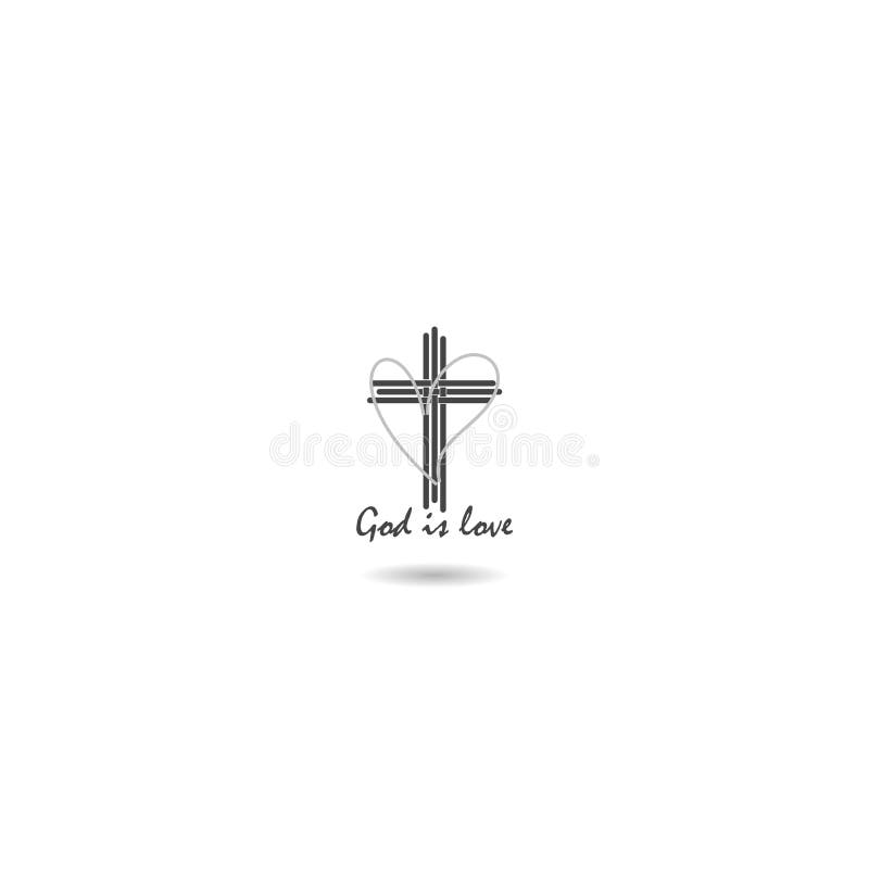 God is Love Icon with Shadow Stock Vector - Illustration of catholicism ...