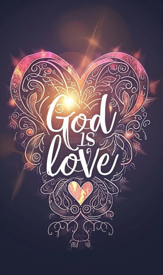 God is Love - Lettering Calligraphy on Abstract Clouds Background ...