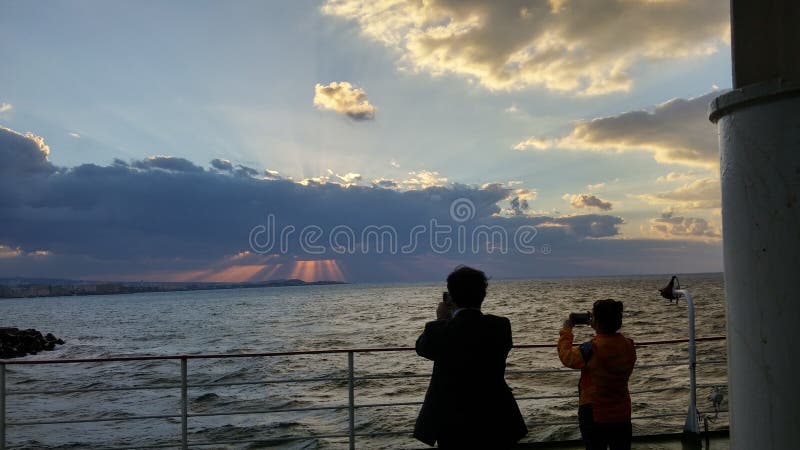 God ray editorial image. Image of island, ferry, jeju - 49935400