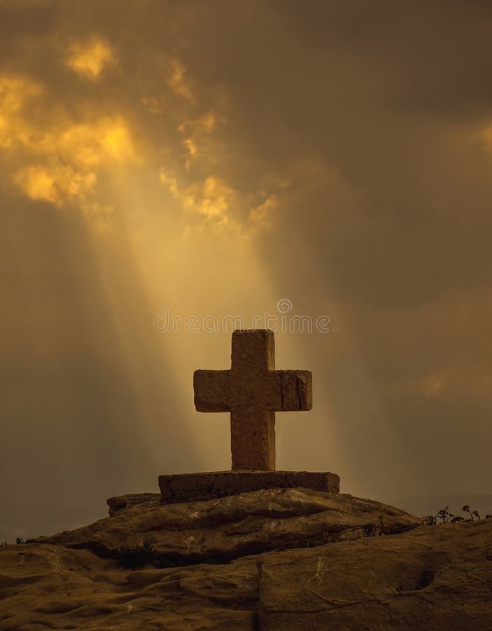 God Rays and Christian Cross Stock Photo - Image of glory, heavenly ...
