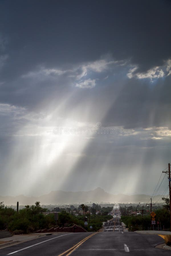 God Rays Over Tucson stock image. Image of dark, aftermath - 76722807