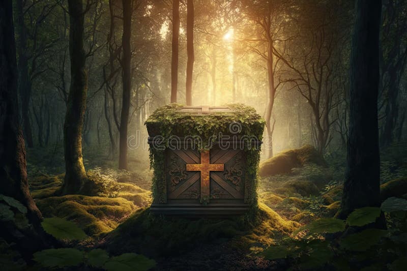 God S Chest in Forest among Tree Foliage Stock Illustration ...