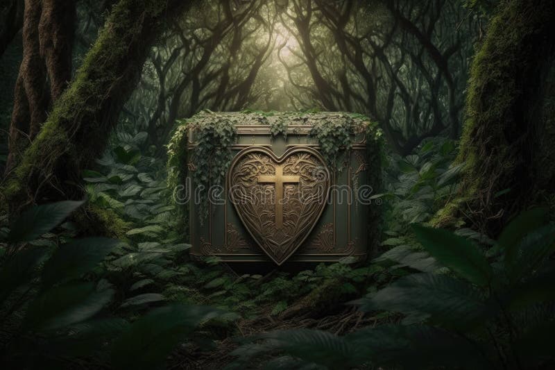 God S Chest in Forest among Tree Foliage Stock Illustration ...