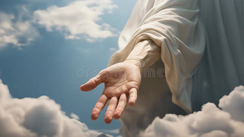 God S Hand Emerging from the Sky Surrounded by Clouds Symbolizing ...