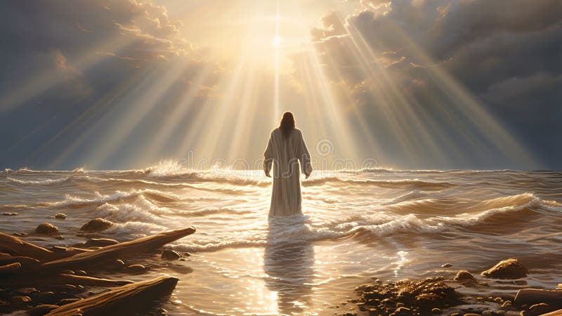 The God& X27;s Light on Jesus Miracle Stock Photo - Image of walking ...