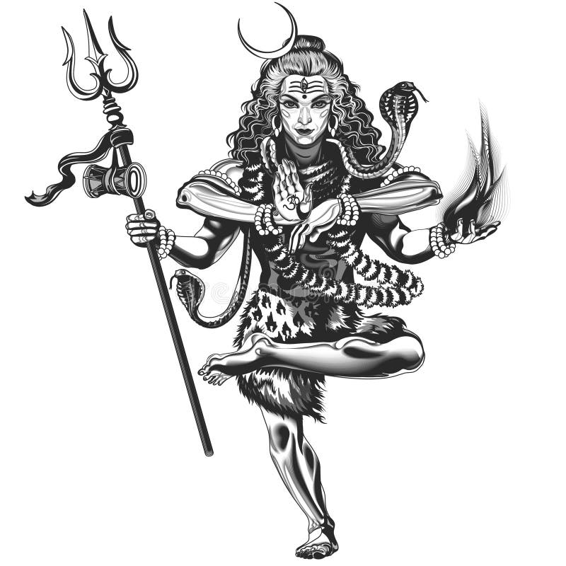 Shiva Hindu God Black Background Stock Illustrations – 442 Shiva Hindu ...