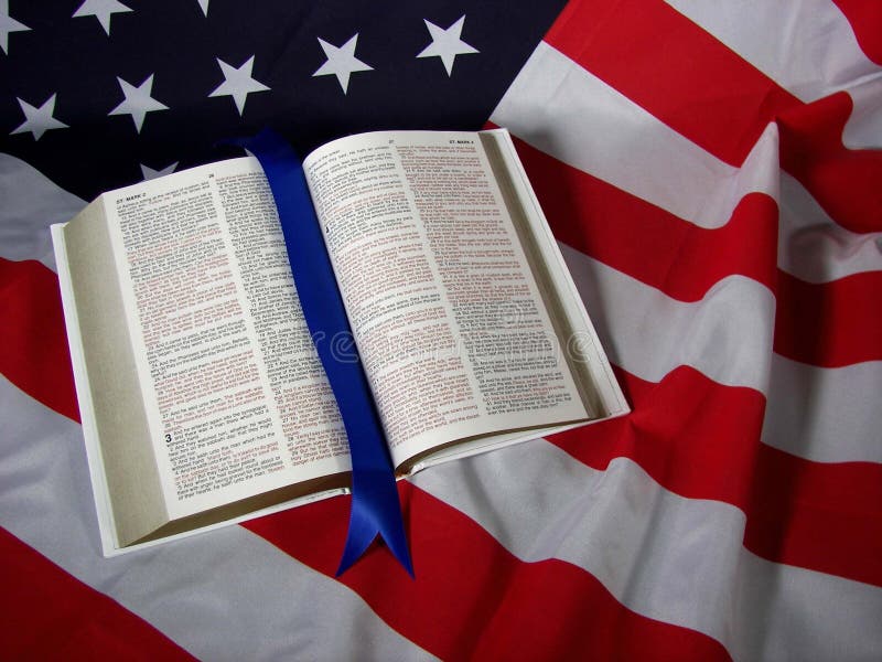 Open Bible on American Flag Stock Image - Image of fold, bible: 2409463