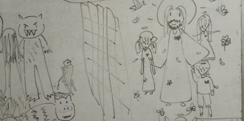 God vs devil stock photo. Image of sketch, face, pattern - 287004034