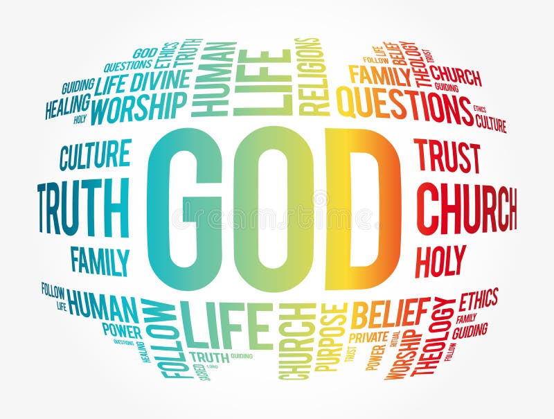 GOD word cloud collage stock illustration. Illustration of gospel ...