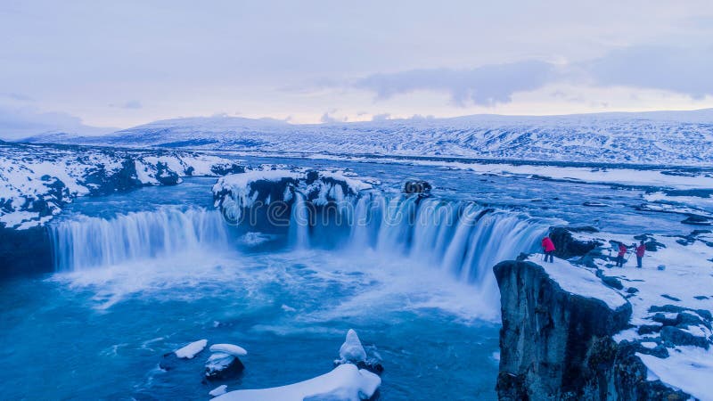 The Godafoss is a Waterfall in Iceland. Aerial View and Top View Stock ...
