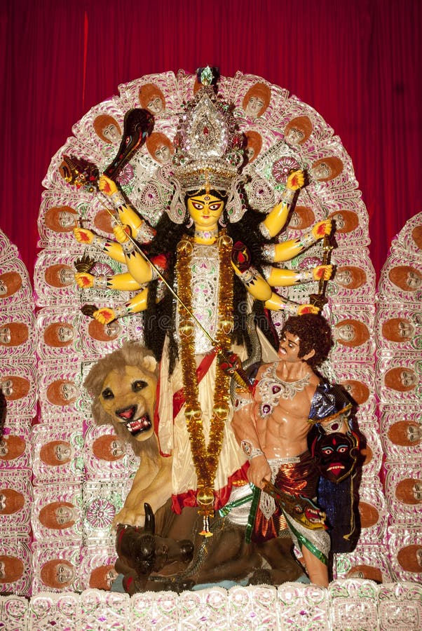 Goddess Durga in Pandal in Kolkata. Stock Photo - Image of devi ...