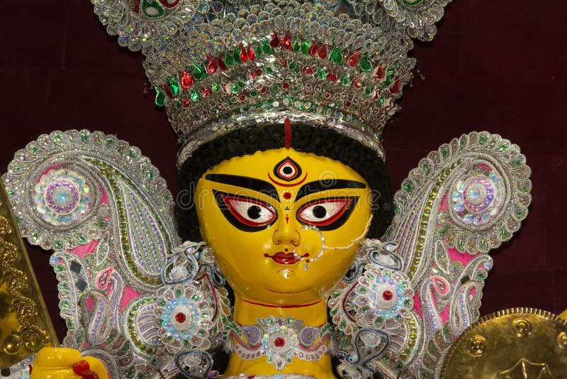 Goddess Durga in Pandal in Kolkata. Stock Photo - Image of making ...