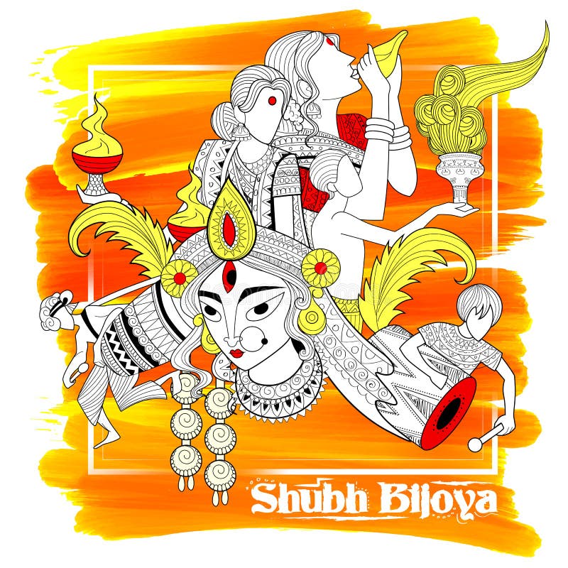 Subho Bijoya (Happy Dussehra) Background Stock Vector - Illustration of ...