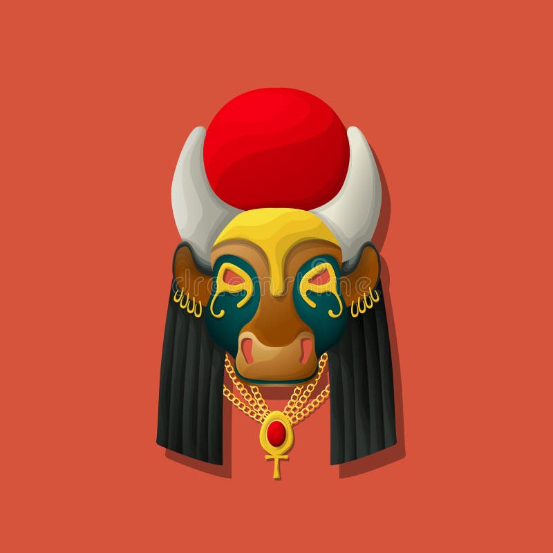 Goddess Hesat mask stock vector. Illustration of deity - 270553554