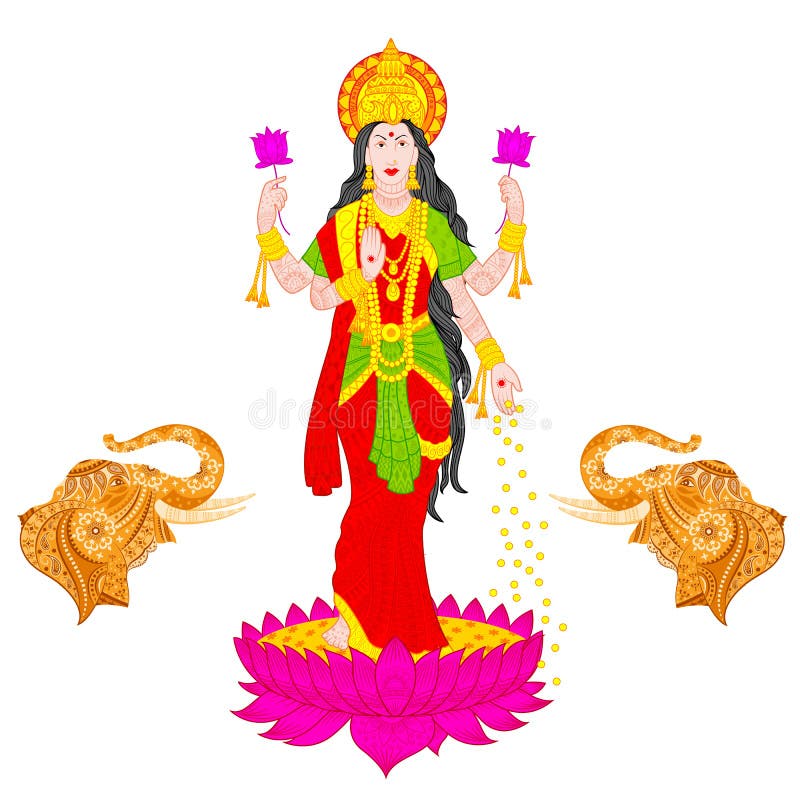 Goddess Lakshmi stock vector. Illustration of editable - 40731447