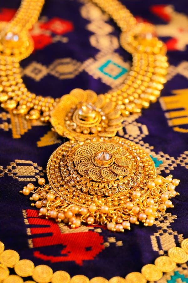 Goddess Laxmi on Gold Necklace Design Stock Photo - Image of laxmi ...