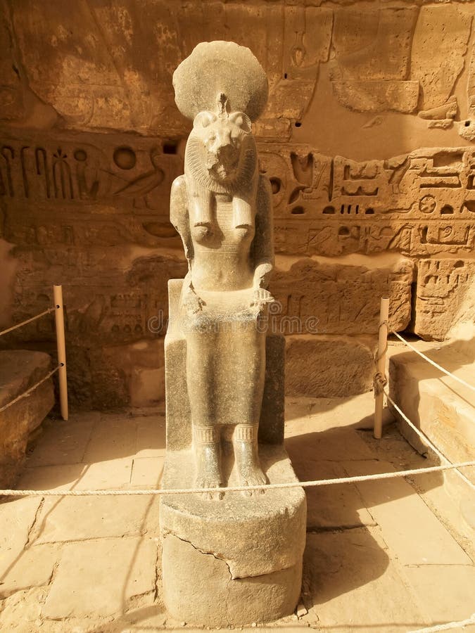 Goddess Sekhmet at the Temple of Ramesses III Stock Photo - Image of ...