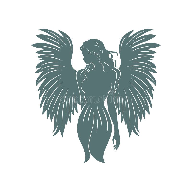 Goddess Standing Tall with Wide Wings Stock Vector - Illustration of ...