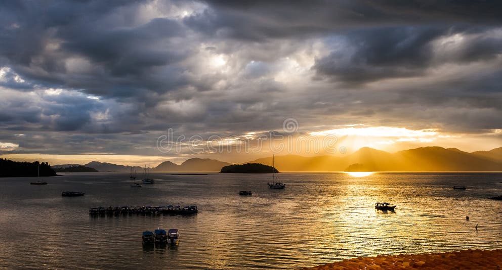 God ray after sunrises stock photo. Image of rainstorm - 30099178