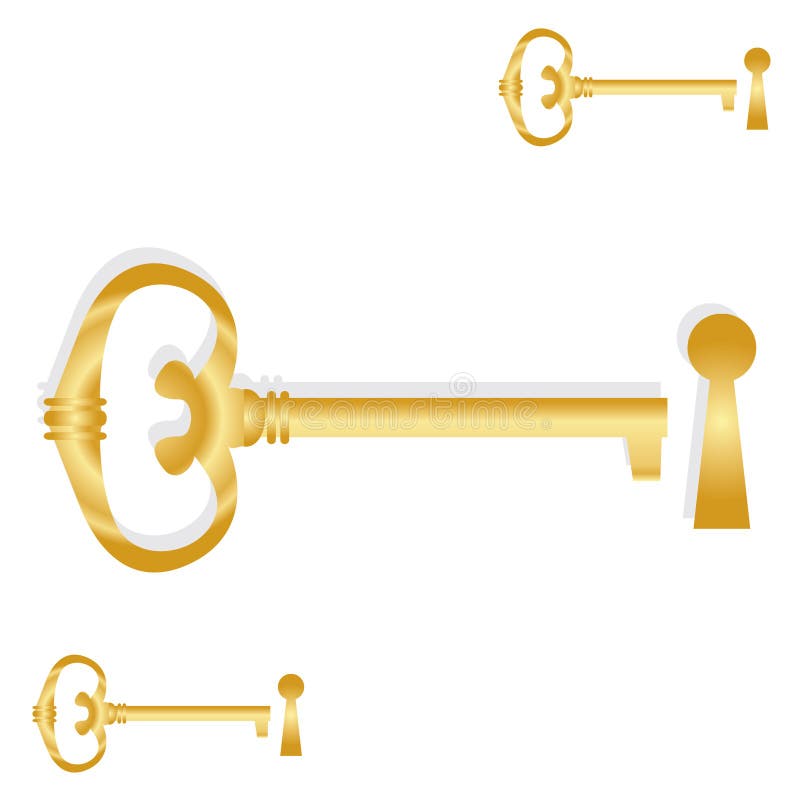 Golden key in keyhole stock illustration. Illustration of safety - 22840835