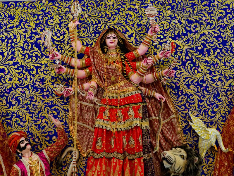 Godess Durga Idol during Puja Carnival in India Stock Image - Image of ...