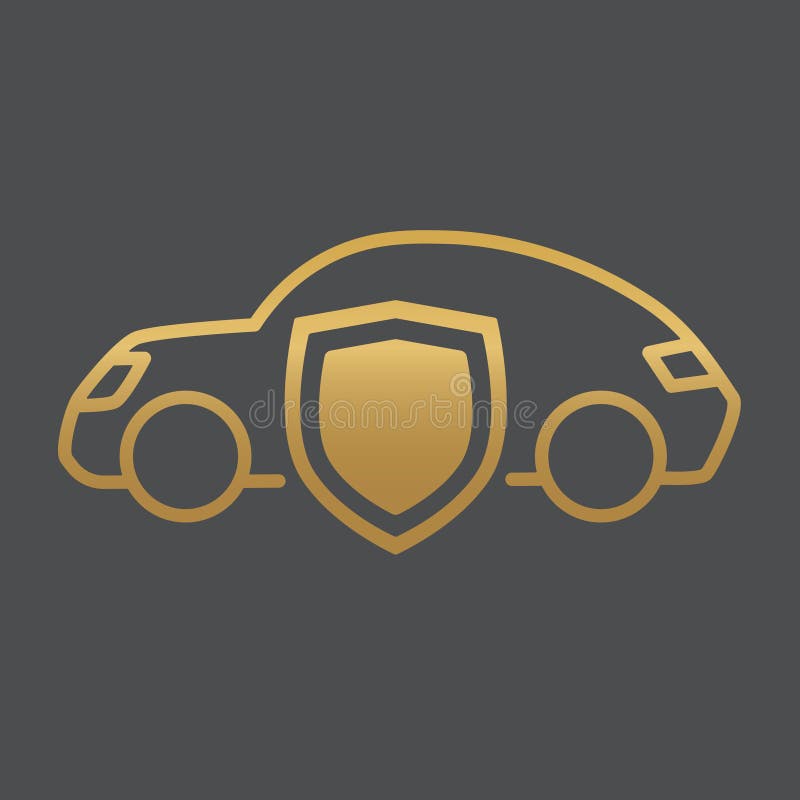 Golden Car with Shield, Insurance Concept Stock Vector - Illustration ...