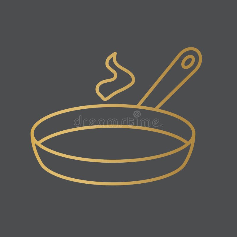 Golden frying pan icon stock vector. Illustration of grilled - 179979769