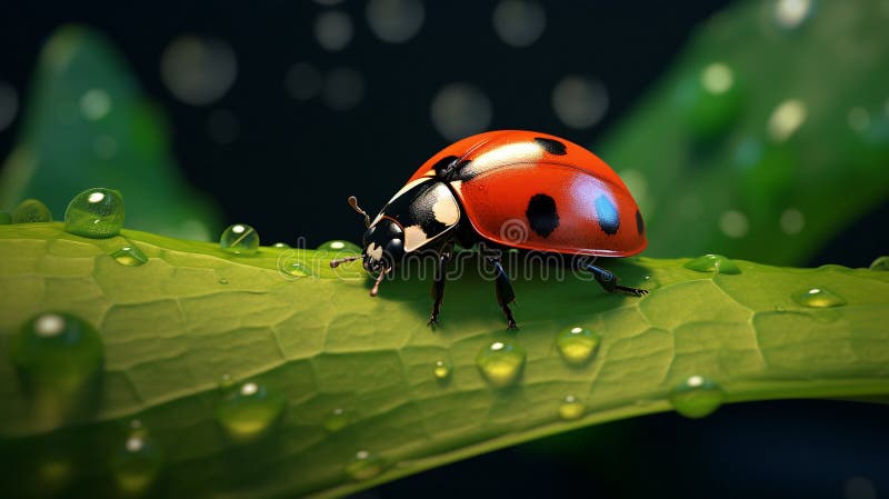 Gods Cow on the Sheet Ladybug Macro Green Sheet Digita_006 Stock ...