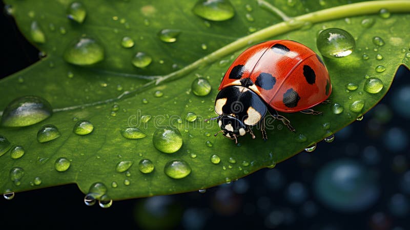 Gods Cow on the Sheet Ladybug Macro Green Sheet Digita_006 Stock ...