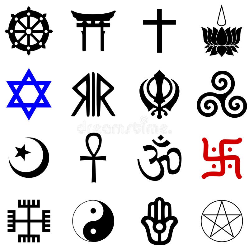 De Symbolen Van De Godsdienst Van De Wereld Vector Illustratie ...